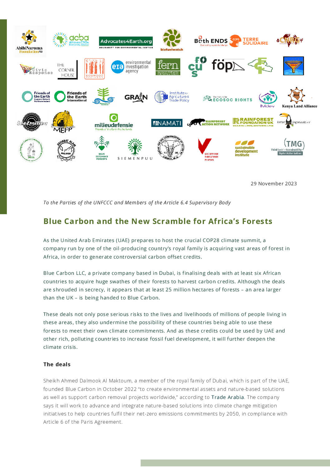 Blue Carbon and the New Scramble for Africa’s Forests - Rainforest ...